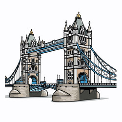Tower bridge hand-drawn comic bridge Royalty Free Vector