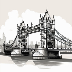 Tower bridge hand-drawn comic bridge Royalty Free Vector