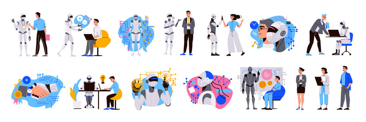 Human versus robot artificial intelligence Vector Image