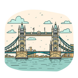 Tower bridge hand-drawn comic bridge Royalty Free Vector