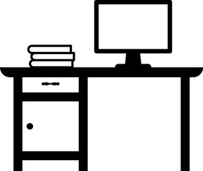 Workplace icon black line work desk symbol Vector Image