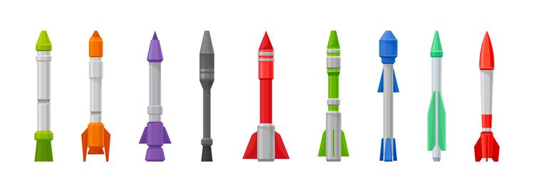 Military guided missiles of different color Vector Image