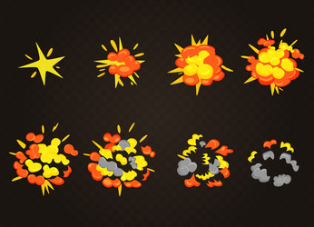 Key frames of bomb cartoon explosion animation Vector Image