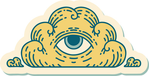 Traditional tattoo an all seeing eye cloud Vector Image