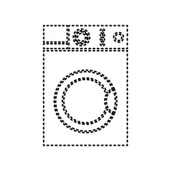 Washing machine sign black dashed icon Royalty Free Vector