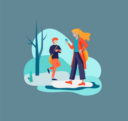 Various stylish people character go on street Vector Image