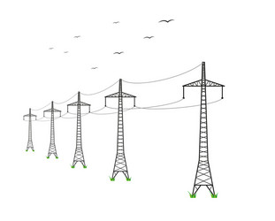 Pole with high voltage power lines Royalty Free Vector Image