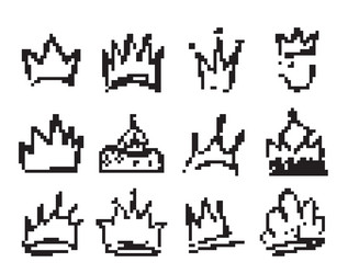 Pixel art crown 8 bit king icon retro style queen Vector Image