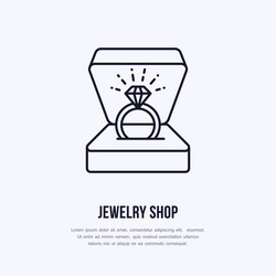 Diamond ring in box jewelry related outline icon Vector Image