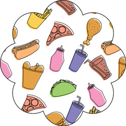 Frame with fast food pattern background Royalty Free Vector