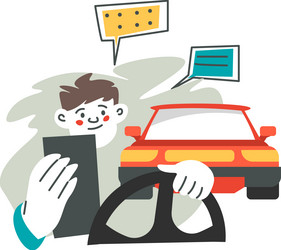 Cute woman cartoon using mobile phone Royalty Free Vector