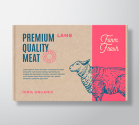 Organic lamb meat food packaging label Royalty Free Vector