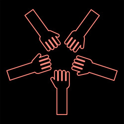 Five hands group arms many connecting open Vector Image