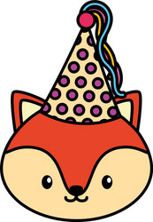 Birthday celebration cute fox party hat Royalty Free Vector