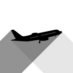 Flying plane sign side view black icon with flat Vector Image