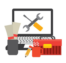 Computer repair composition Royalty Free Vector Image