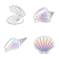 Open pearl shell continuous one line drawing Vector Image