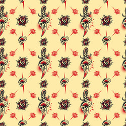 Vintage flash tattoos designs seamless pattern Vector Image