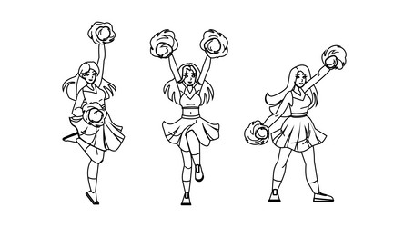 Cheerleader Drawing Sketches Vector Images (over 100)