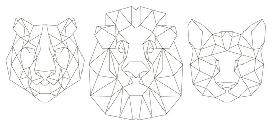 Farm animal head triangular icon set Royalty Free Vector