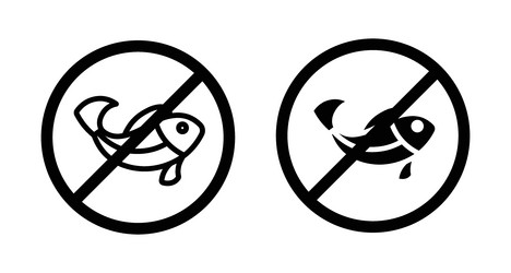 No fish icon set ban seafood rounded symbol Vector Image