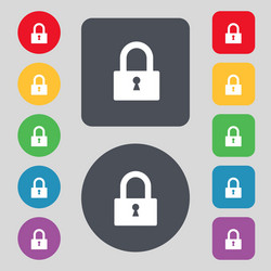 Lock sign icon locker symbol set colourful buttons