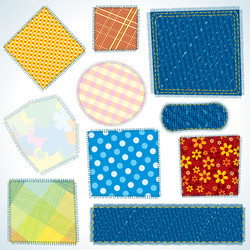 Blue jeans denim texture patch rectangular Vector Image