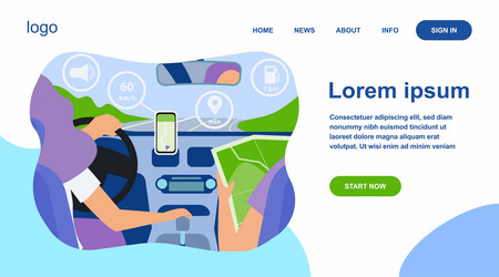 Driver and passenger navigating on road within map