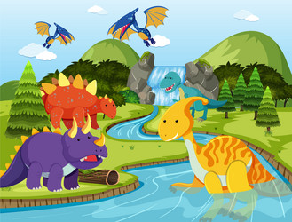 Dinosaur swimming in the ocean Royalty Free Vector Image