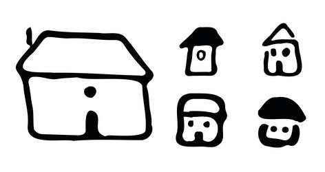 Whimsy hand drawn house motif for rural Royalty Free Vector