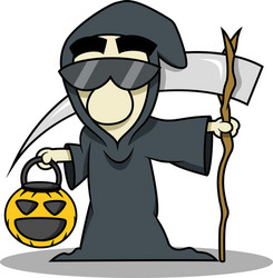Grim reaper cute cartoon skeleton halloween Vector Image