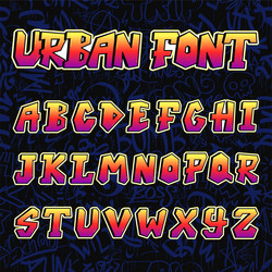 Graffiti letters font hand drawn line Royalty Free Vector