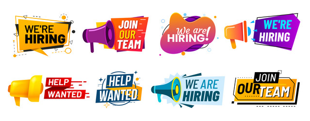 We are hiring labels join our team banners Vector Image