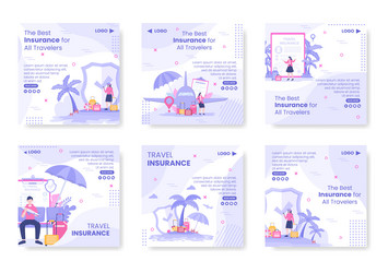 Travel insurance post template flat design Vector Image