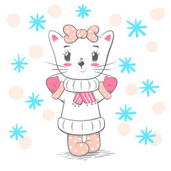 Cute princess cat cartoon Royalty Free Vector Image