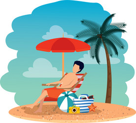 Beach Chair Man Sitting Vector Images (over 240)