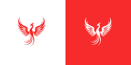 Abstract red and white phoenix logo design Vector Image