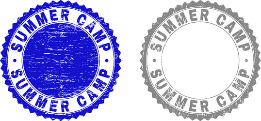 Grunge summer textured round watermarks Royalty Free Vector