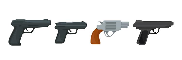 Handguns or pistol models with firing trigger Vector Image