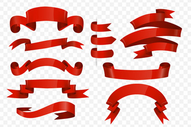 Big red ribbons set isolated Royalty Free Vector Image