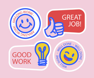 Pack great job good job stickers Royalty Free Vector Image
