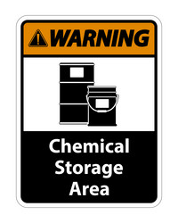 Warning waste chemical storage only on white Vector Image