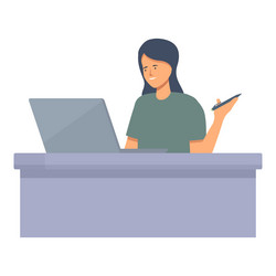 Woman laptop digital work icon cartoon Royalty Free Vector