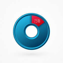 15 percent circle chart symbol red blue gradient Vector Image