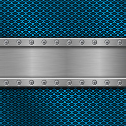 Metal perforated background with rivets Royalty Free Vector