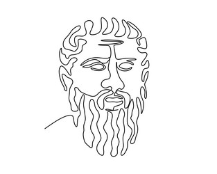 Plato continuous one line drawing minimalist Vector Image