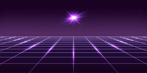 Synthwave background retrowave perspective grid Vector Image