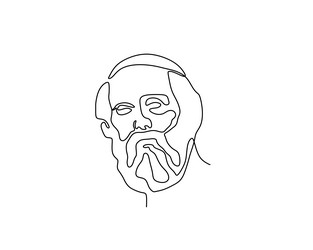Plato continuous one line drawing minimalist Vector Image
