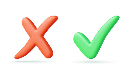 Tick check mark and cross symbols Royalty Free Vector Image