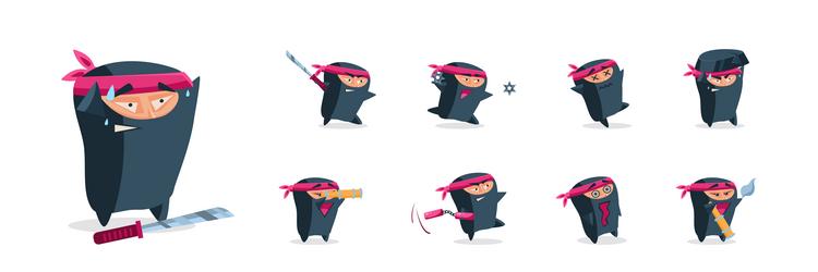 Ninja funny warrior character in samurai costume Vector Image